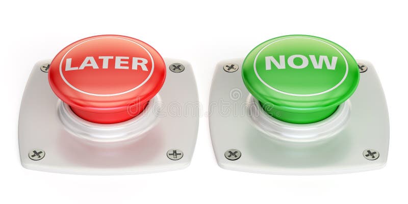 Now and Later Push Button, 3D Rendering Stock Illustration ...