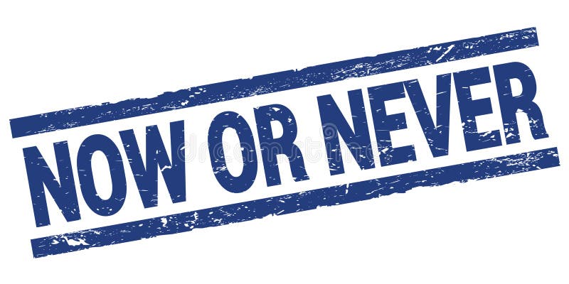 NOW or NEVER Text on Blue Rectangle Stamp Sign Stock Illustration ...