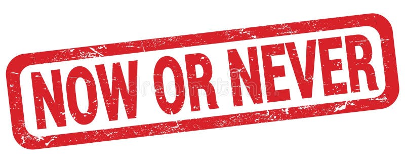 NOW or NEVER Text Written on Red Rectangle Stamp Stock Illustration ...