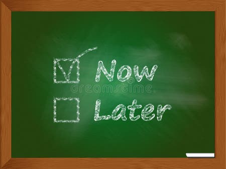 Now not later stock vector. Illustration of delaying - 43332736