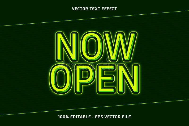 Now Open Vector Text Effect Stock Vector - Illustration of poster ...