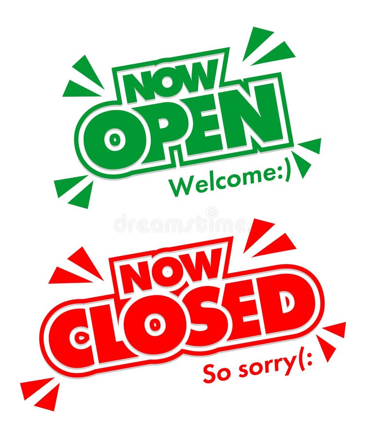 Now open or closed sign stock vector. Illustration of vector - 271223216