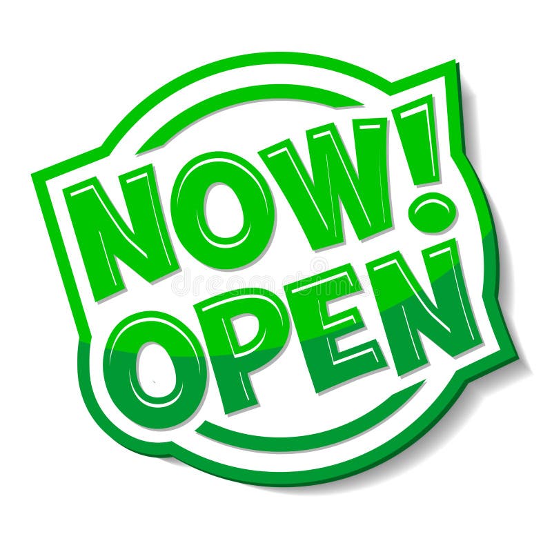 Now open sign stock vector. Illustration of circle, vector - 218926020