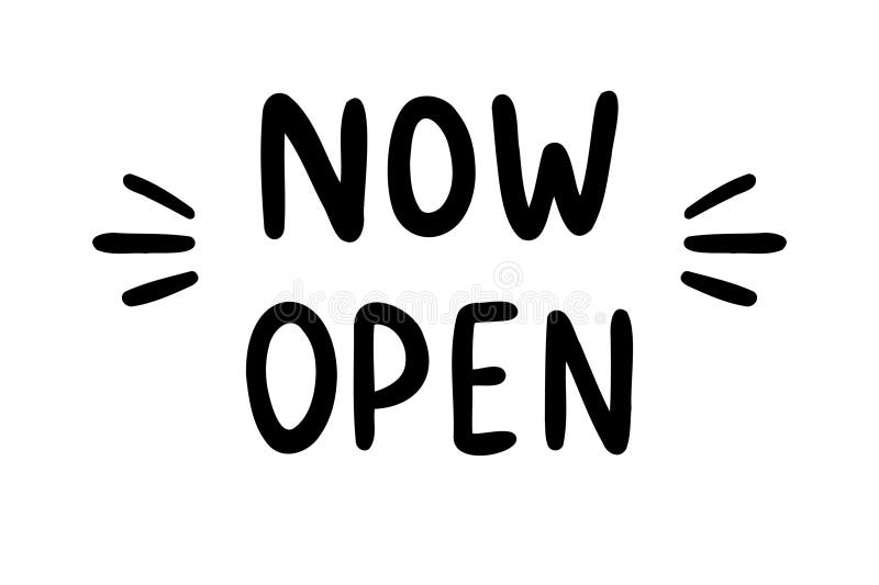 Now Open Lettering Doodle Hand Drawn Text. Now Open Stock Vector ...
