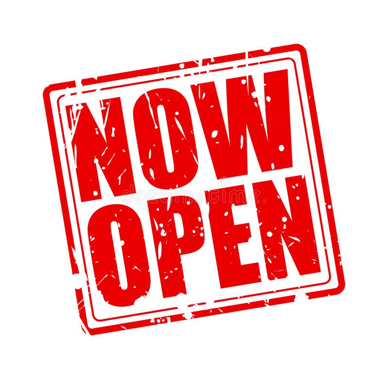 Now open red stamp text stock vector. Illustration of shop - 43287112