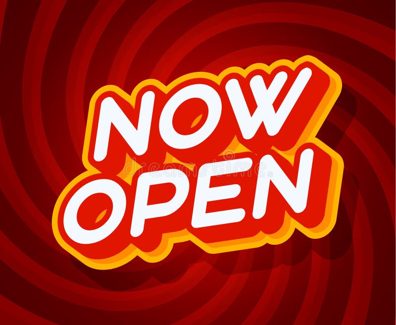 Now Open Sign in Red Color Isolated on White Background Stock Vector ...