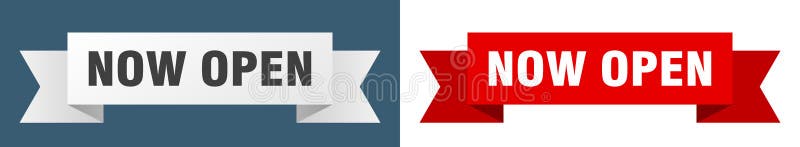 Now Open Ribbon. Now Open Isolated Paper Sign. Banner Stock Vector ...