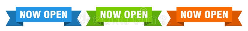 Now Open Ribbon. Now Open Isolated Paper Sign. Banner Stock Vector ...