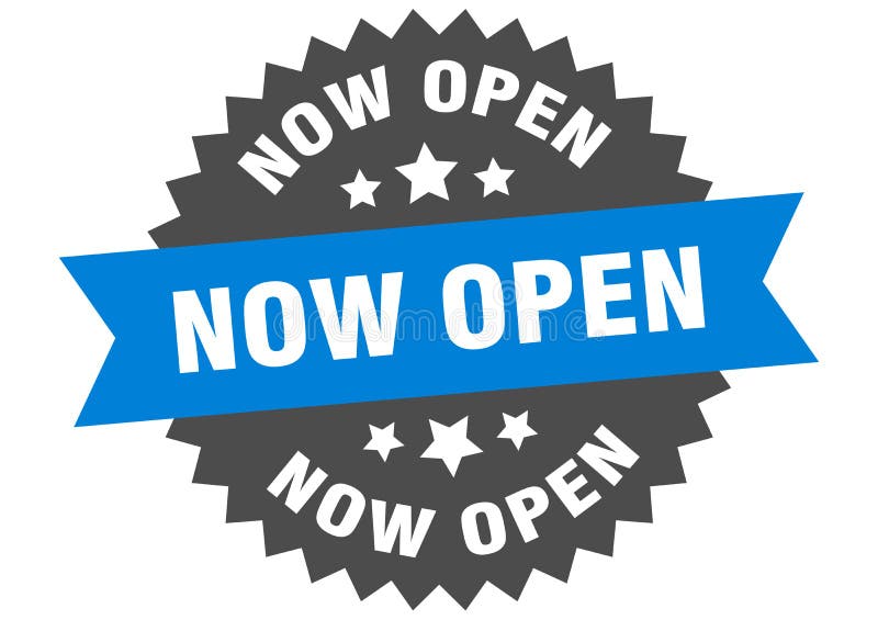 We are Open Sign. Rounded Isolated Button. White Sticker Stock Vector ...