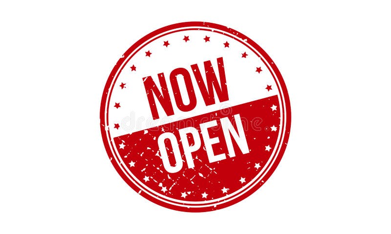 Now Open Rubber Stamp. Red Now Open Rubber Grunge Stamp Seal Vector ...