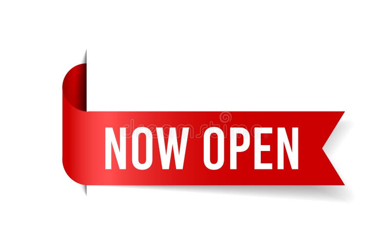 Now Open Tag. Glossy Red Ribbon Stock Vector - Illustration of shop ...