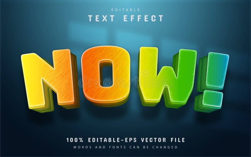 Now Text, Colorful Gradient Style Text Effect Stock Vector ...