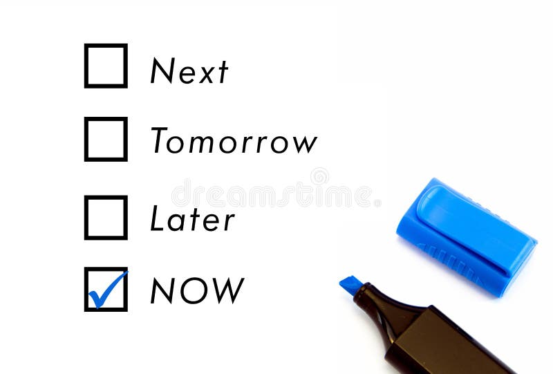 Do it Now or Later with Checkbox and Red Check on Blackboard Stock ...