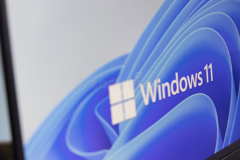 Nowe Logo Systemu Microsoft Windows 11 Na Ekranie Komputera Obraz ...