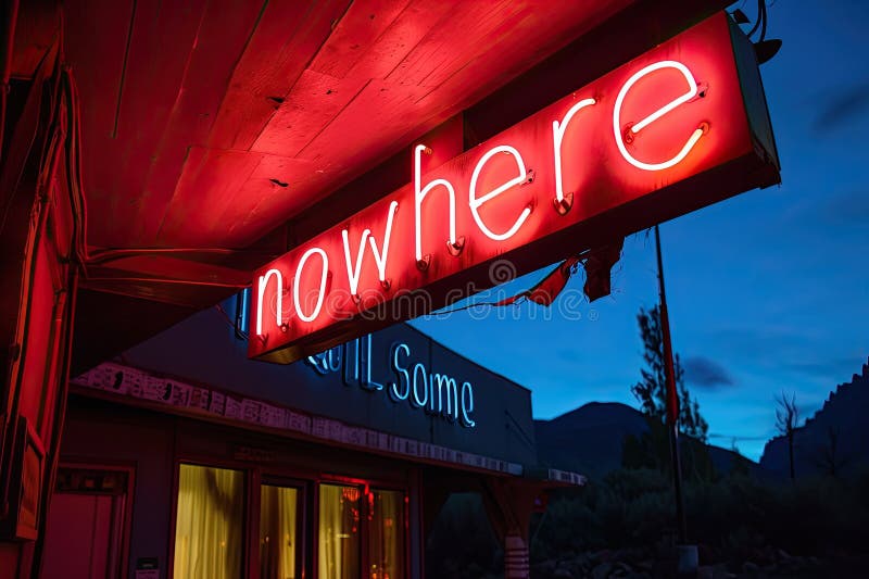 Nowhere Neon Illuminated Sign at Night - AI Generated Stock ...