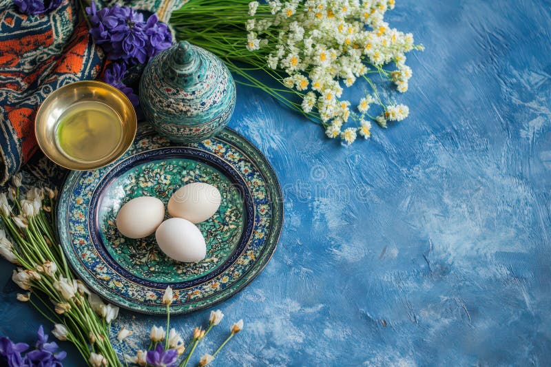 Nowruz Celebration with Traditional Decorations and Spring Flowers for ...