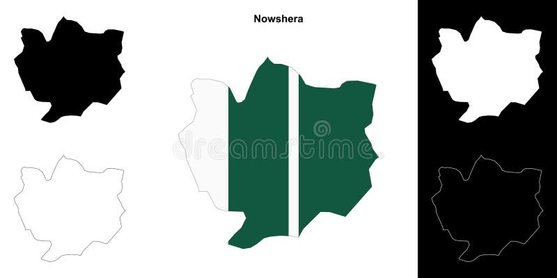 Nowshera outline map stock vector. Illustration of region - 371579936