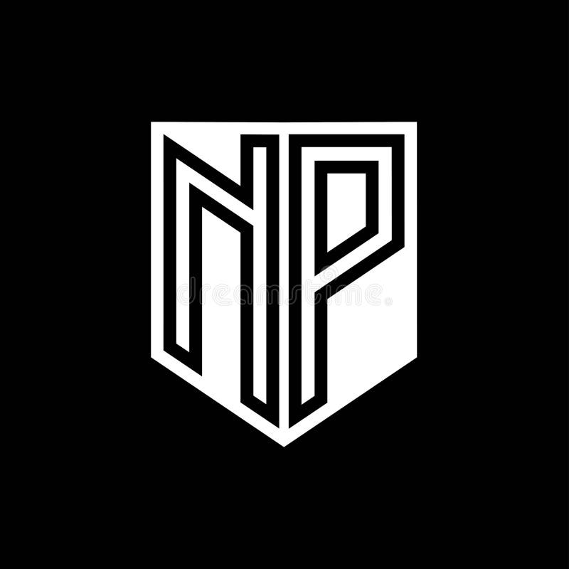 NP Logo Monogram Shield Geometric Black Line Inside White Shield Color ...