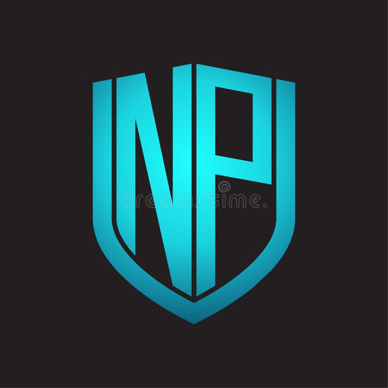 NP Logo Monogram with Emblem Shield Design Isolated with Blue Colors on ...