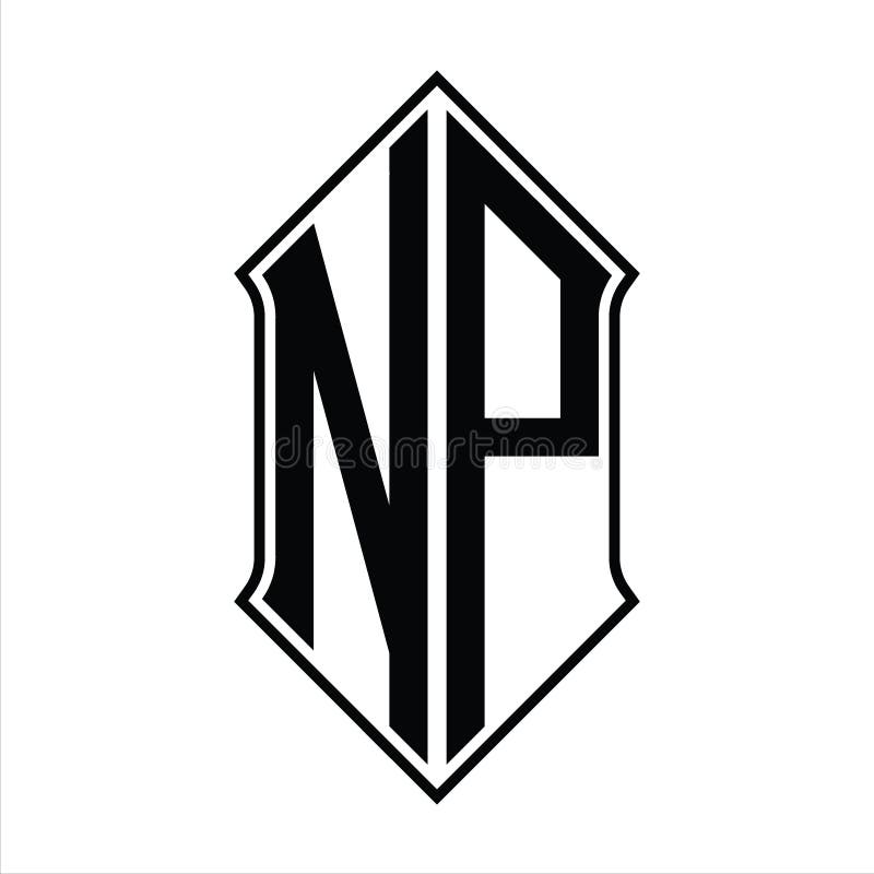 NP Logo Monogram with Shieldshape and Outline Design Template Vector ...