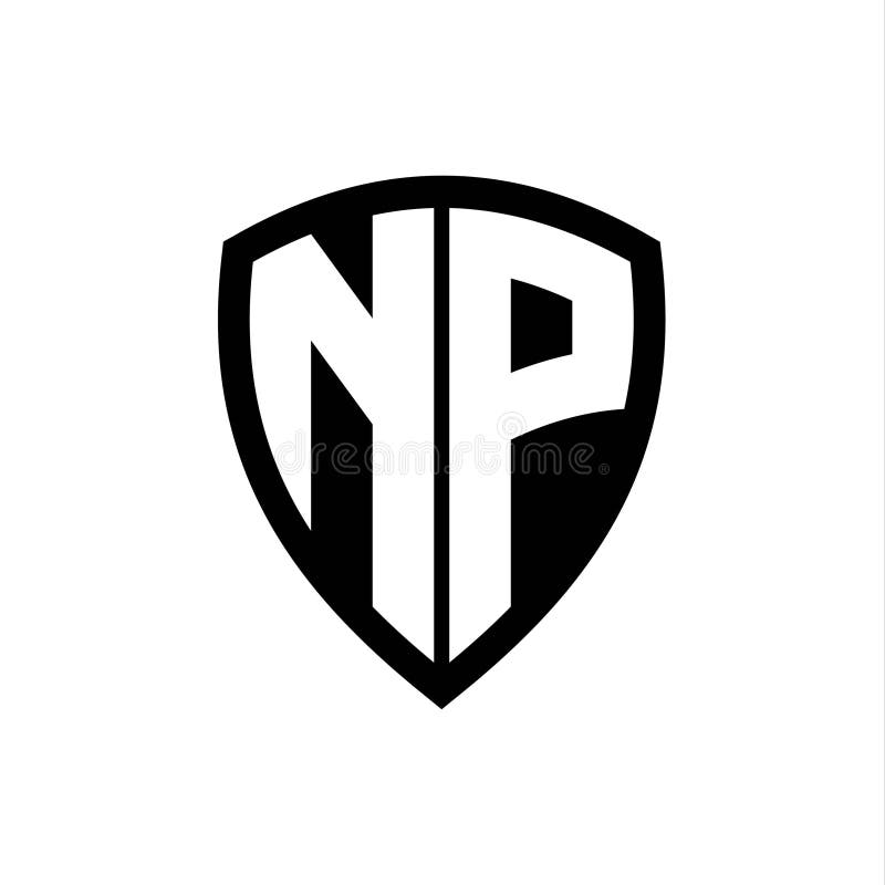 NP Monogram Logo with Bold Letters Shield Shape with Black and White ...