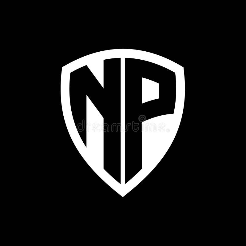 NP Monogram Logo with Bold Letters Shield Shape with Black and White ...