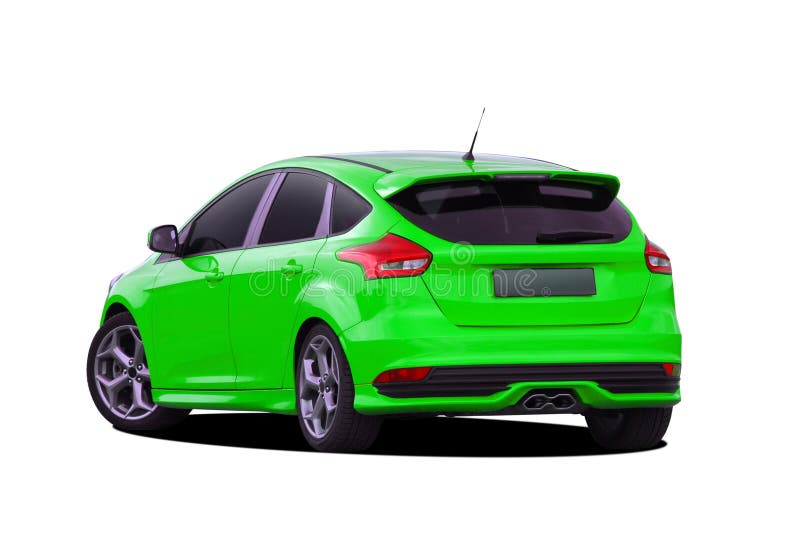 Green Sports Hatchback on White Background Stock Image - Image of ...
