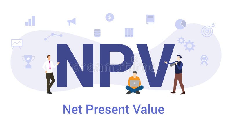 Npv Net Present Value Concept with Big Word or Text and Team People ...