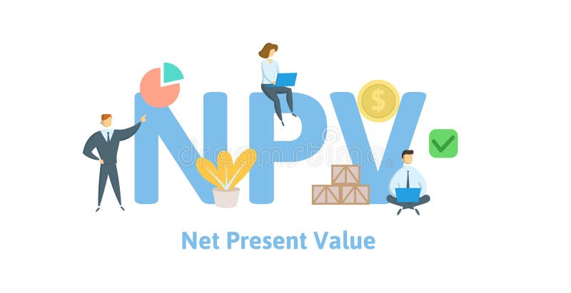 NPV, Net Present Value. Concept with Keywords, Letters and Icons. Flat ...