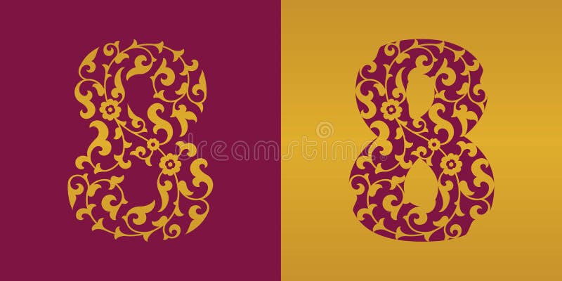 Nr. Acht Mit Blumen, Vektor Vektor Abbildung - Illustration von blumen ...