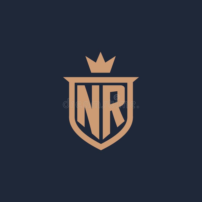 NR Monogram Initial Logo with Shield and Crown Style Stock Vector ...