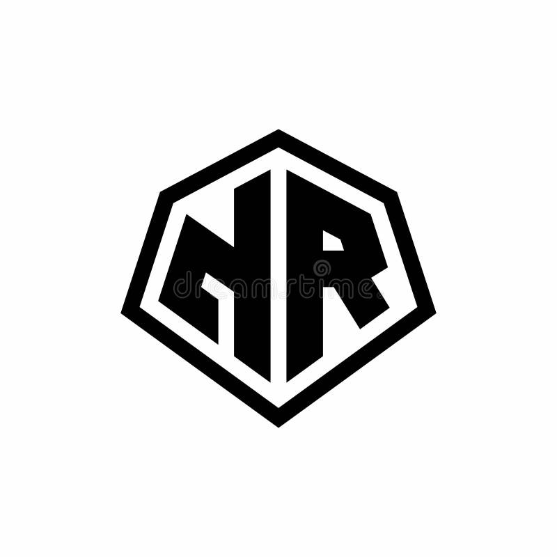 NR Monogram Logo with Hexagon Shape and Line Rounded Style Design ...