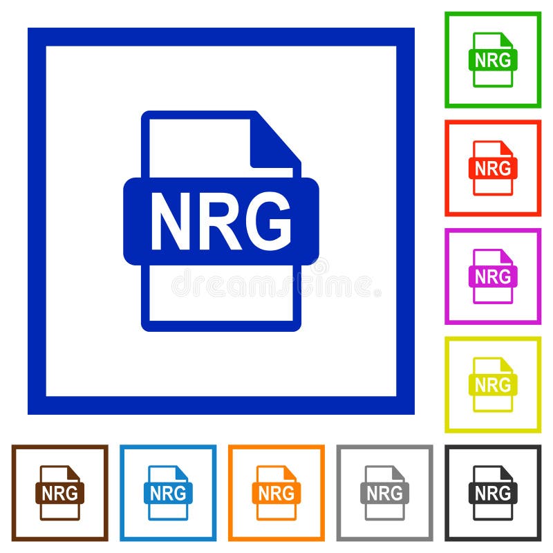NRG File Format Flat Framed Icons Stock Vector - Illustration of ...