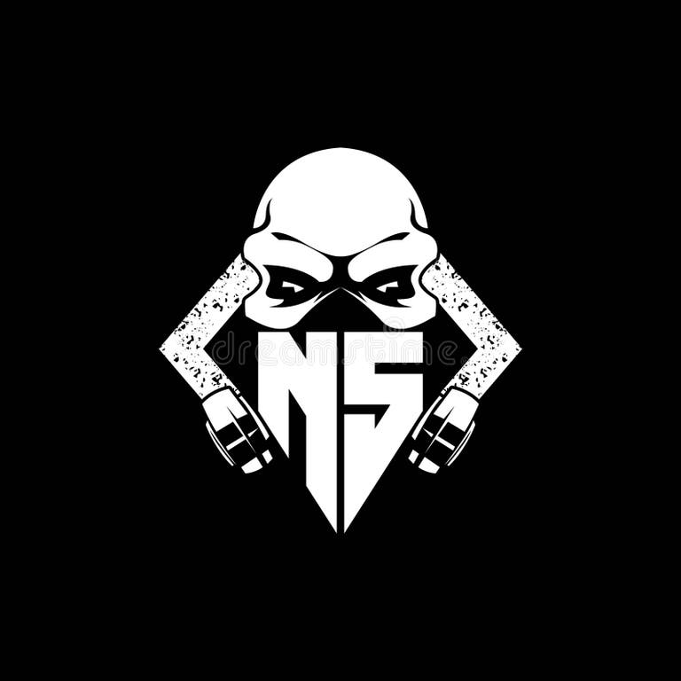 NS Initial Gaming ESport Skull Mask Style Stock Vector - Illustration ...