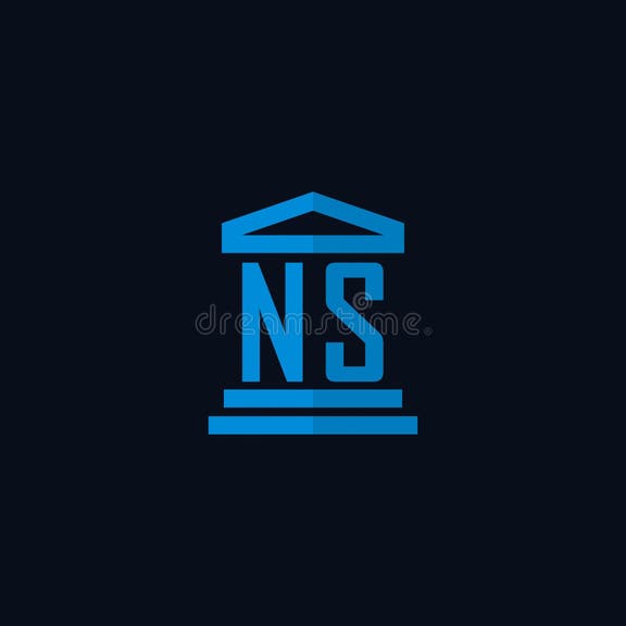 NS Initial Logo Monogram with Simple Courthouse Building Icon Design ...