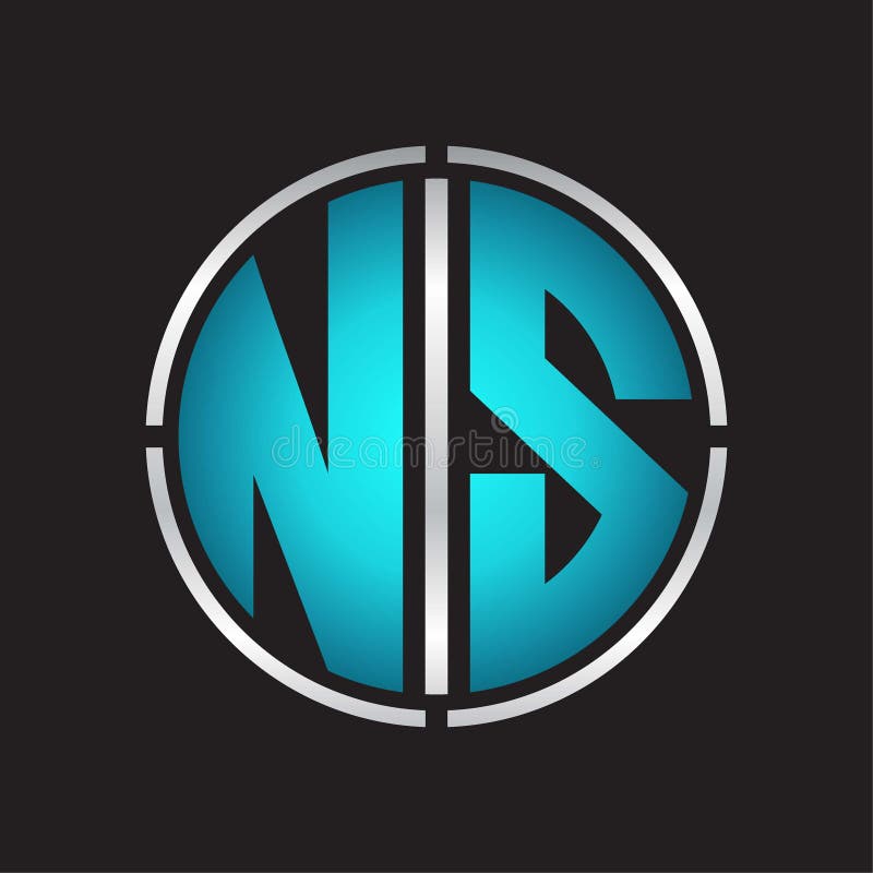 NS Logo Initial with Circle Line Cut Design Template on Blue Colors ...