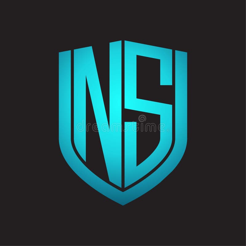 NS Logo Monogram with Emblem Shield Design Isolated with Blue Colors on ...