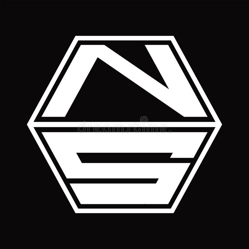 NS Logo Monogram with Hexagon Shape Up and Down Design Template Stock ...