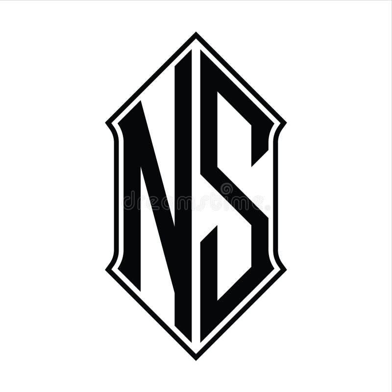 NS Logo Monogram with Shieldshape and Outline Design Template Vector ...