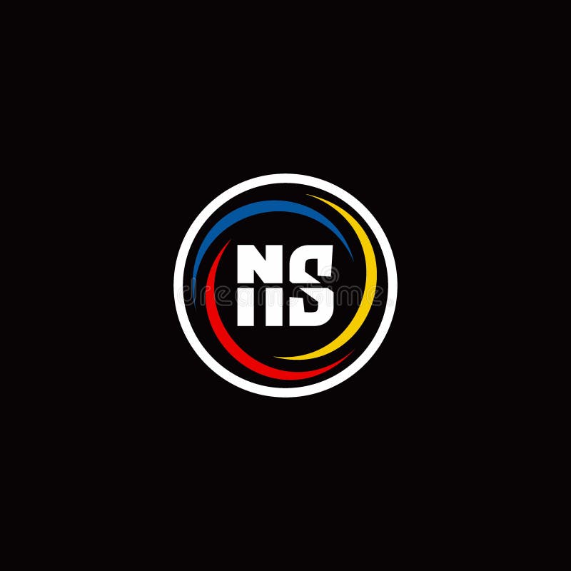 NS Monogram Logo Isolated on Circle Shape with 3 Slash Colors Rounded ...