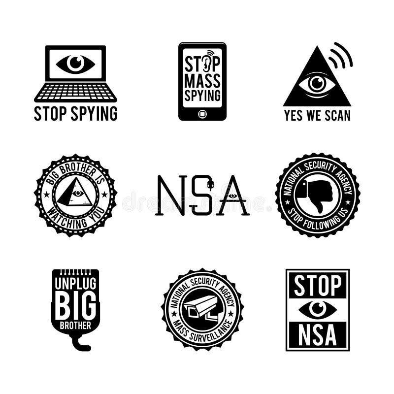 NSA Icons stock vector. Illustration of messages, isolated - 40683230