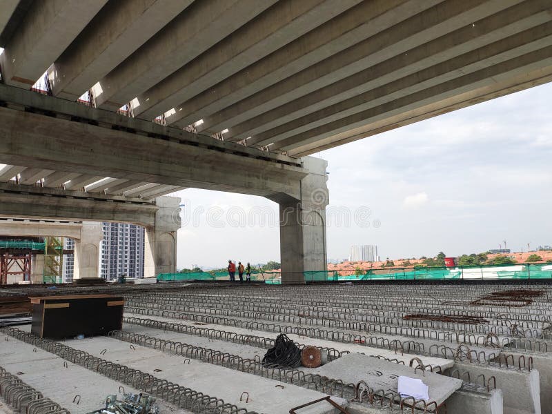 An Elevated Road is Under Construction. Reinforced Concrete is Used for ...