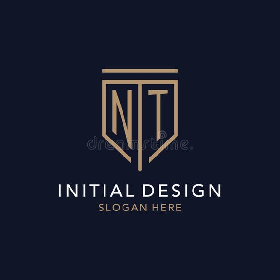 NT Initial Logo Monogram with Simple Luxury Shield Icon Design Stock ...