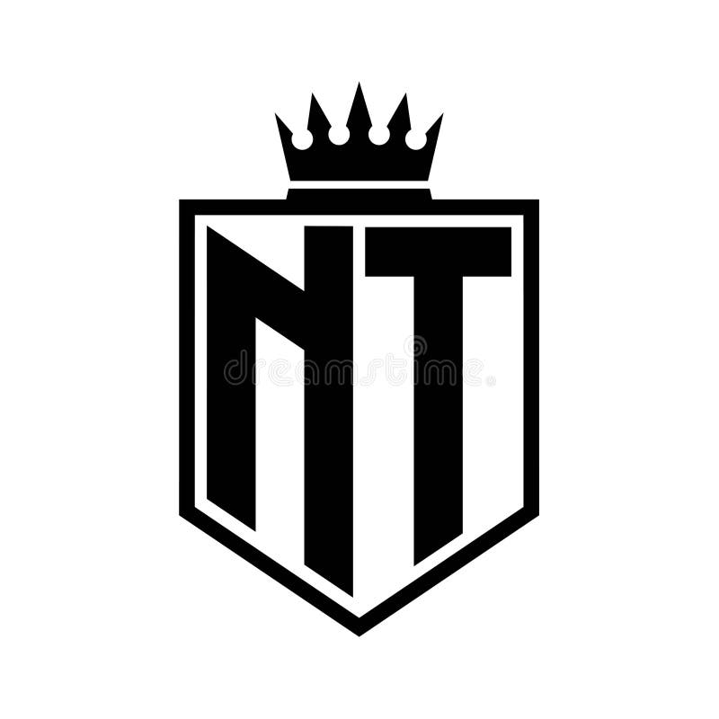 NT Logo Monogram Bold Shield Geometric Shape with Crown Outline Black ...