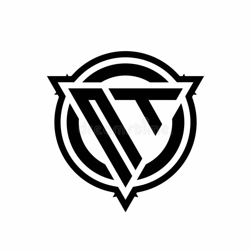 NT Logo with Triangle Shape and Circle with Outline Rounded Design ...