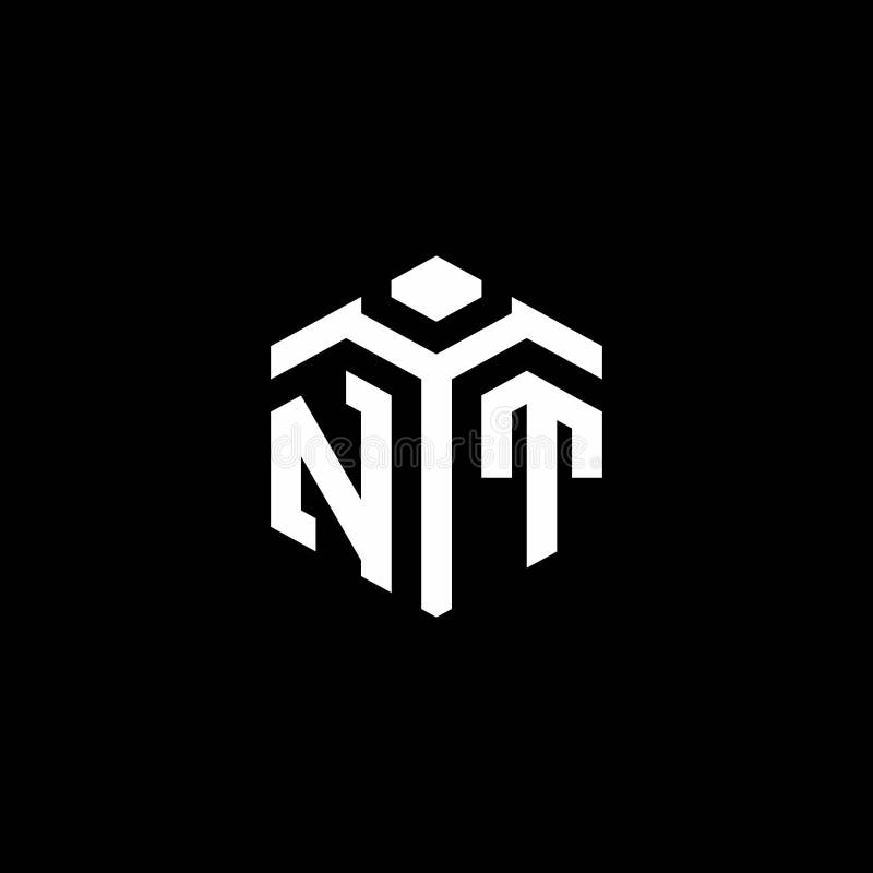 NT Monogram Logo with Abstract Hexagon Style Design Template Stock ...