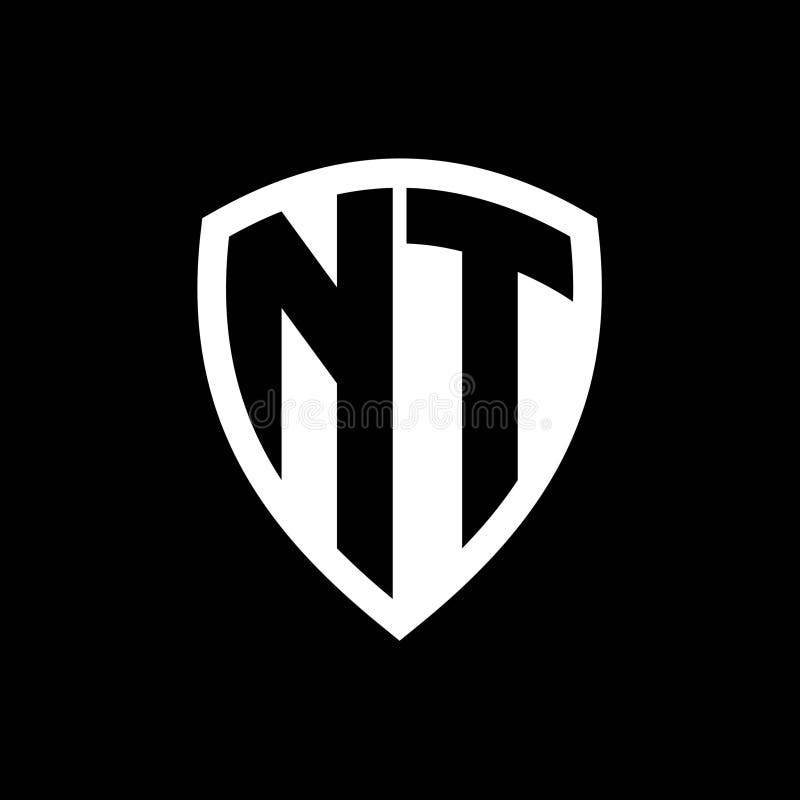 NT Monogram Logo with Bold Letters Shield Shape with Black and White ...