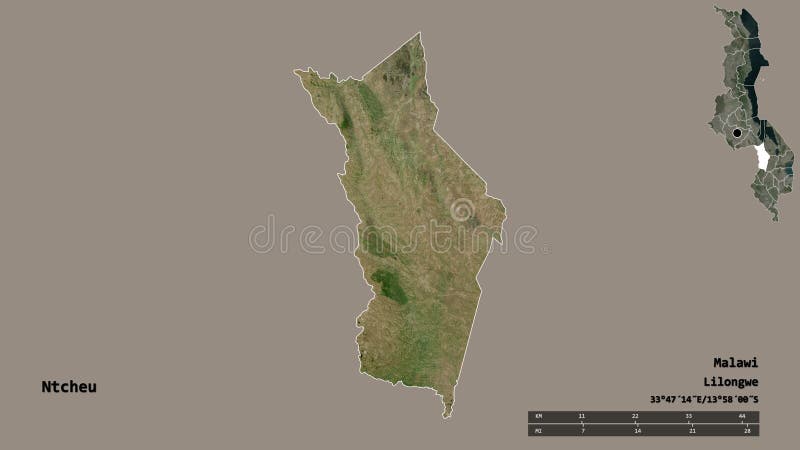 Ntcheu, District of Malawi, Zoomed. Satellite Stock Illustration ...