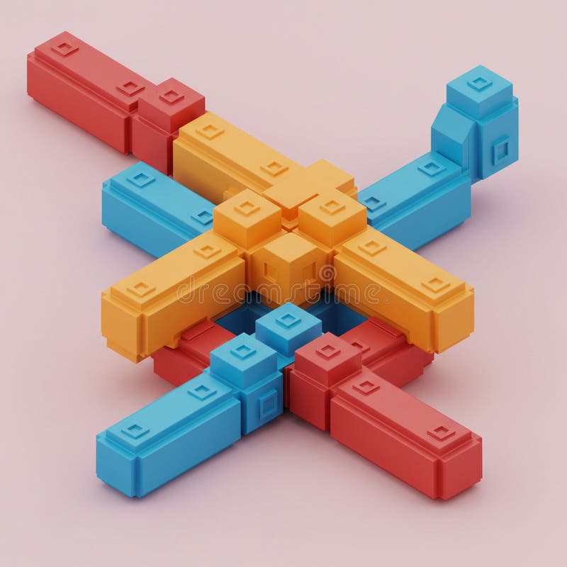 Nterlocking 3D Geometric Blocks Form a Symmetrical Structure on a ...