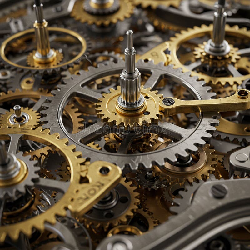 Nterlocking Gears of Varying Sizes, Made of Metal. the Gears are ...